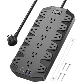 SUPERDANNY 18-Outlet Advanced Power Strip & Surge Protector with 4 USB ...